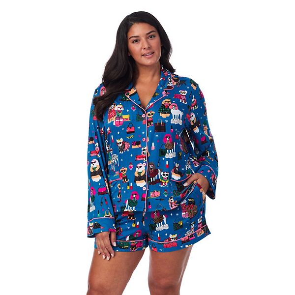 Plus Size Beauty Sleep Social Jersey Long Sleeve Notch Pajama Top ...