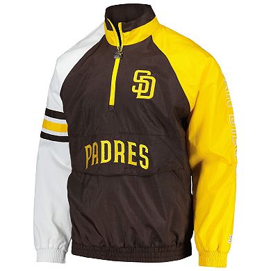 Men's Starter Brown/Gold San Diego Padres Elite Raglan Half-Zip Jacket