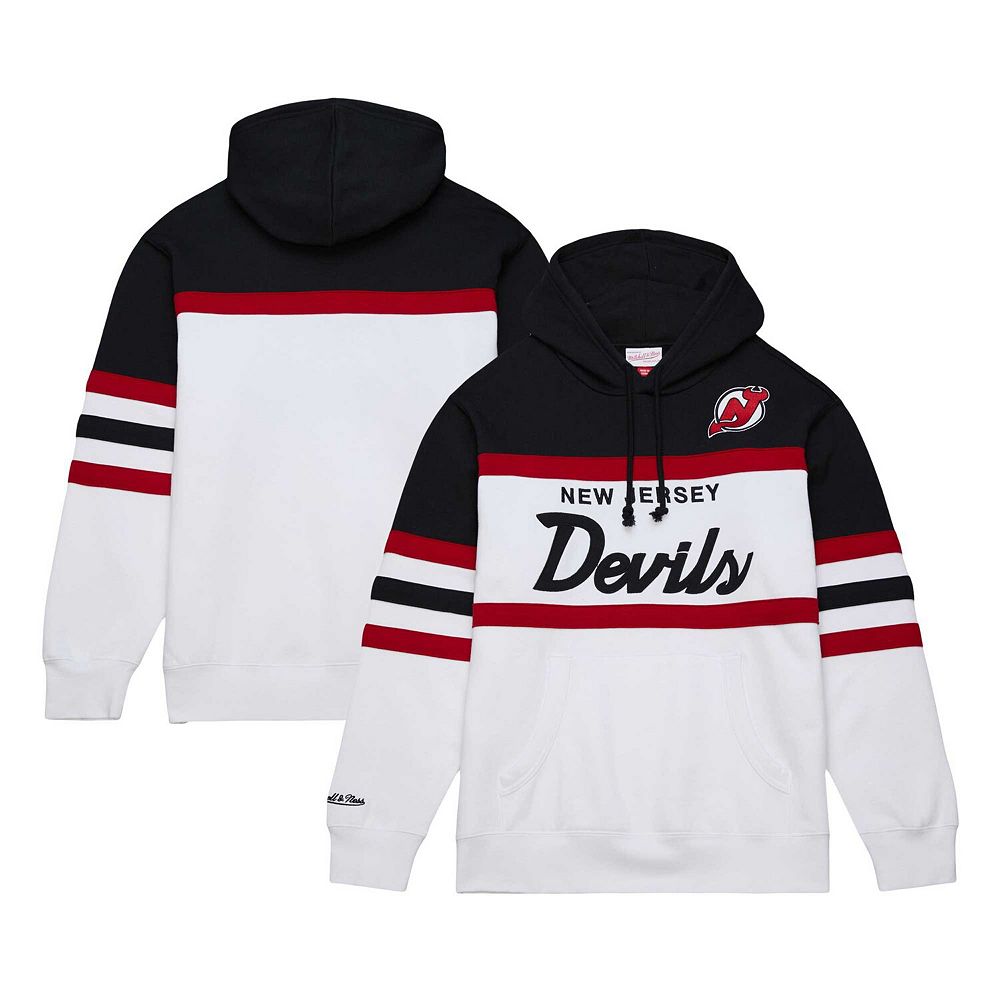 Men's Mitchell & Ness White/Black New Jersey Devils Head Coach Pullover ...