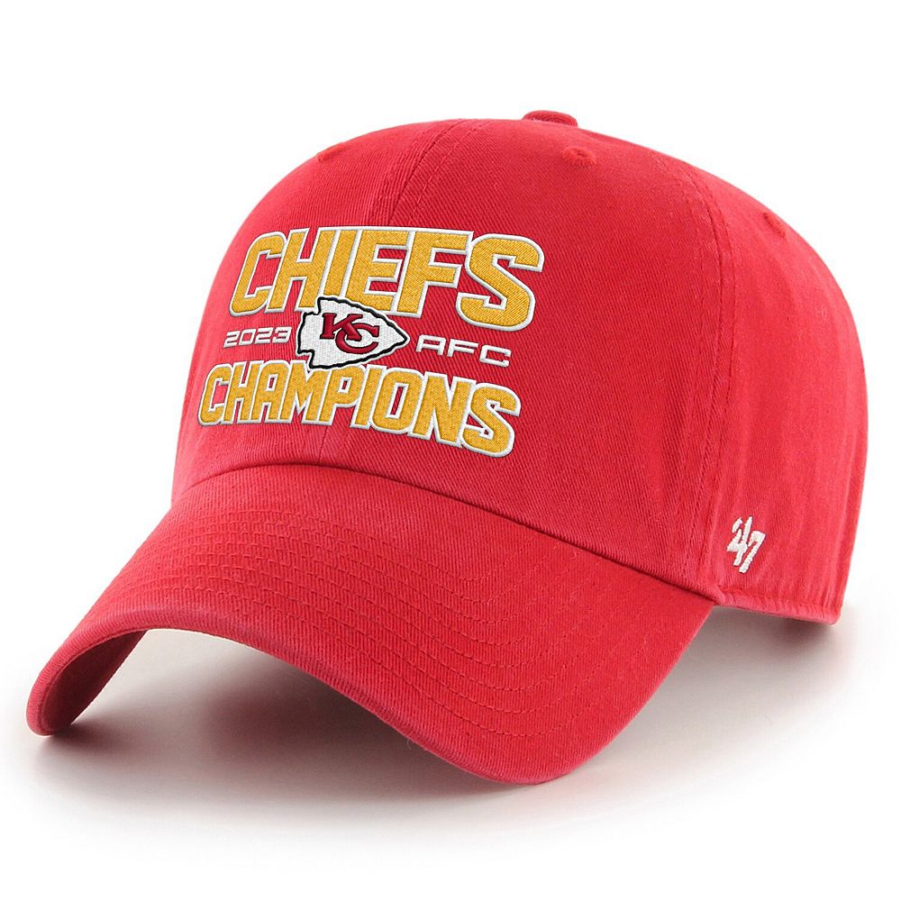 Men's '47 Red Kansas City Chiefs 2023 AFC Champions Clean Up Adjustable Hat
