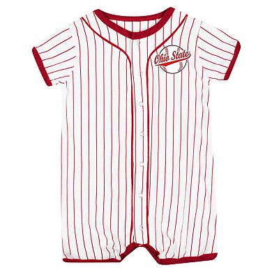 Newborn & Infant Colosseum White Ohio State Buckeyes Pinstripe Dusty Romper