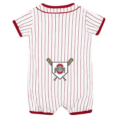 Newborn & Infant Colosseum White Ohio State Buckeyes Pinstripe Dusty Romper
