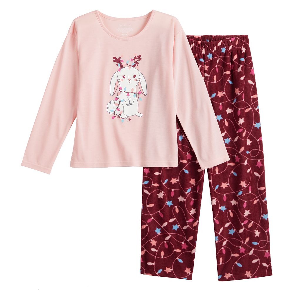 Girls 4-18 Cuddl Duds® 2-Piece Long Sleeve Pajama Top & Pajama Open ...