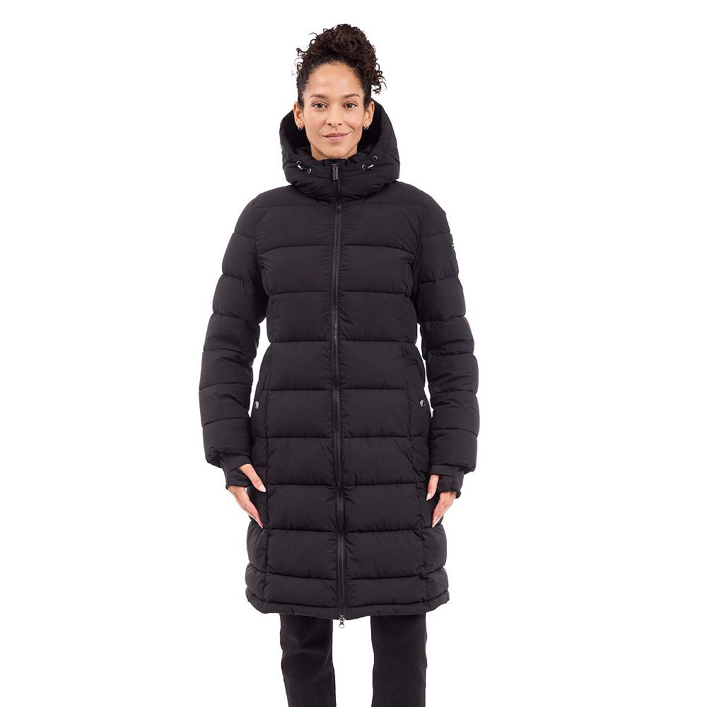 Women's BCBGeneration Long Snap Hooded Puffer Jacket