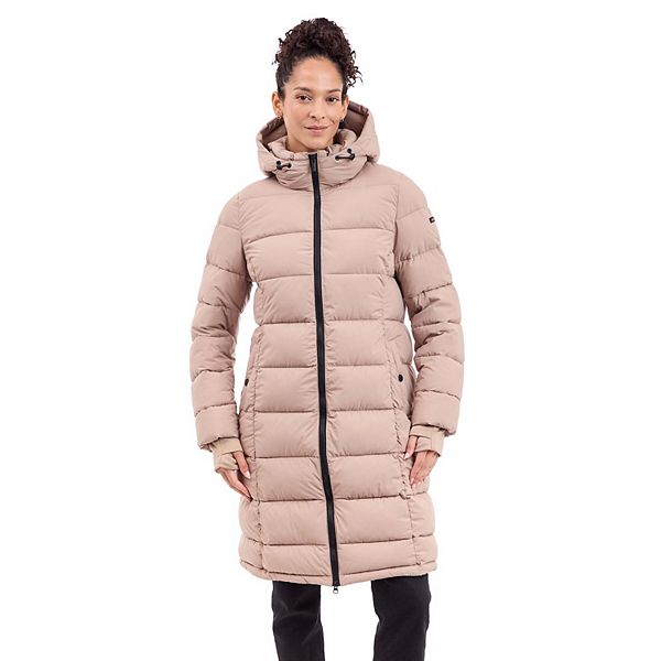 Women's BCBGeneration Long Snap Hooded Puffer Jacket