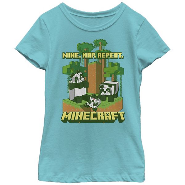 Girls Minecraft Mine Nap Repeat Graphic Tee