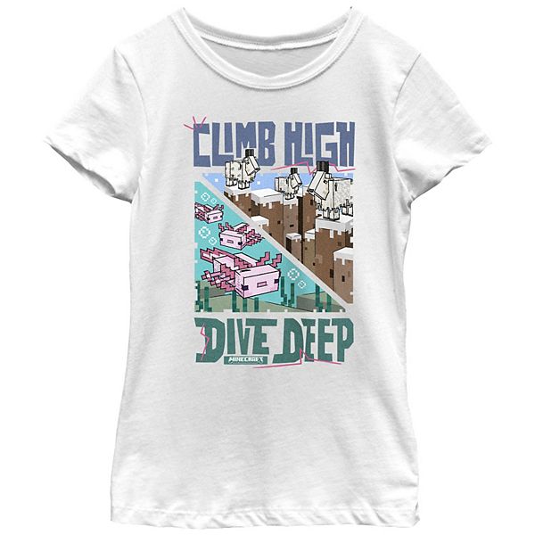 Girls Minecraft Climb High Dive Deep Graphic Tee