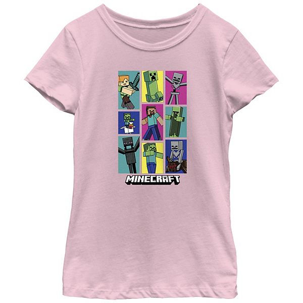 Girls Minecraft Boxed Characters Graphic Tee