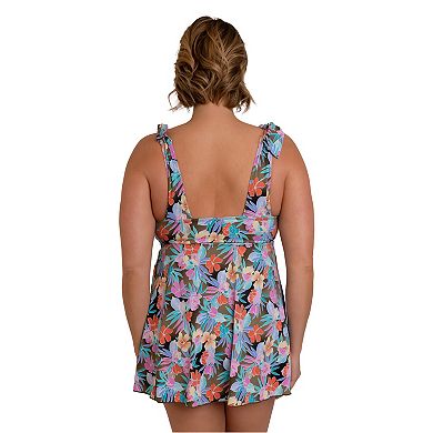 Plus Size Fit 4 U V-Neck Babydoll Swimdress
