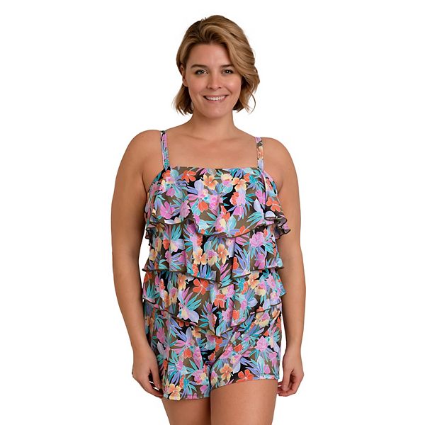 Women's Fit 4 U Plus 3-Tier Bandeau Swim Romper