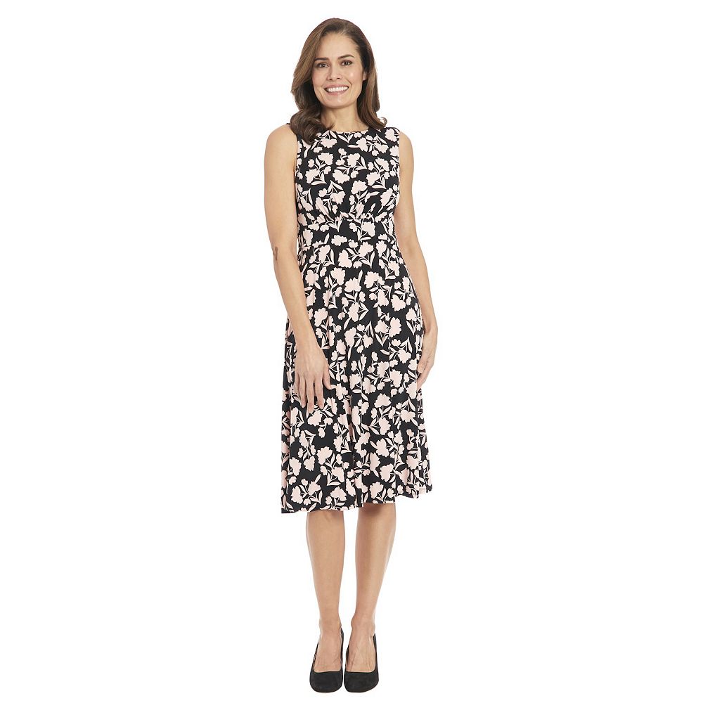 Women's London Times Floral Inset Waist Midi Dress