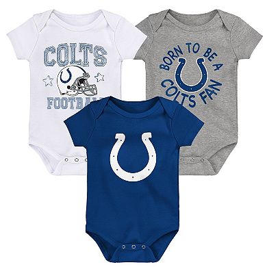 Infant Royal/White/Heather Gray Indianapolis Colts Born to Be 3-Pack ...