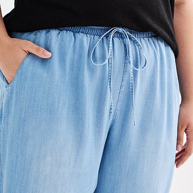 Plus Size Workshop Republic Clothing Pull On Cropped Pants With Drawstring