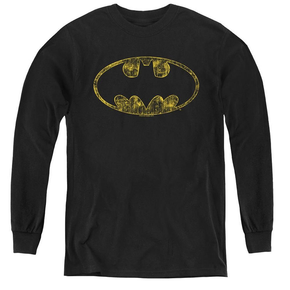 Batman Tattered Logo Youth Long Sleeve T-shirt