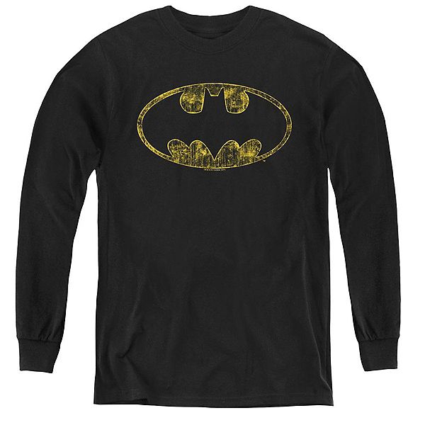 Batman Tattered Logo Youth Long Sleeve T-shirt