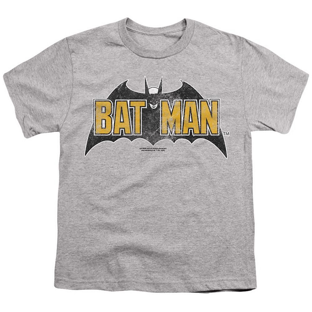 Batman Vintage Bat Logo On Gray Short Sleeve Youth T-shirt