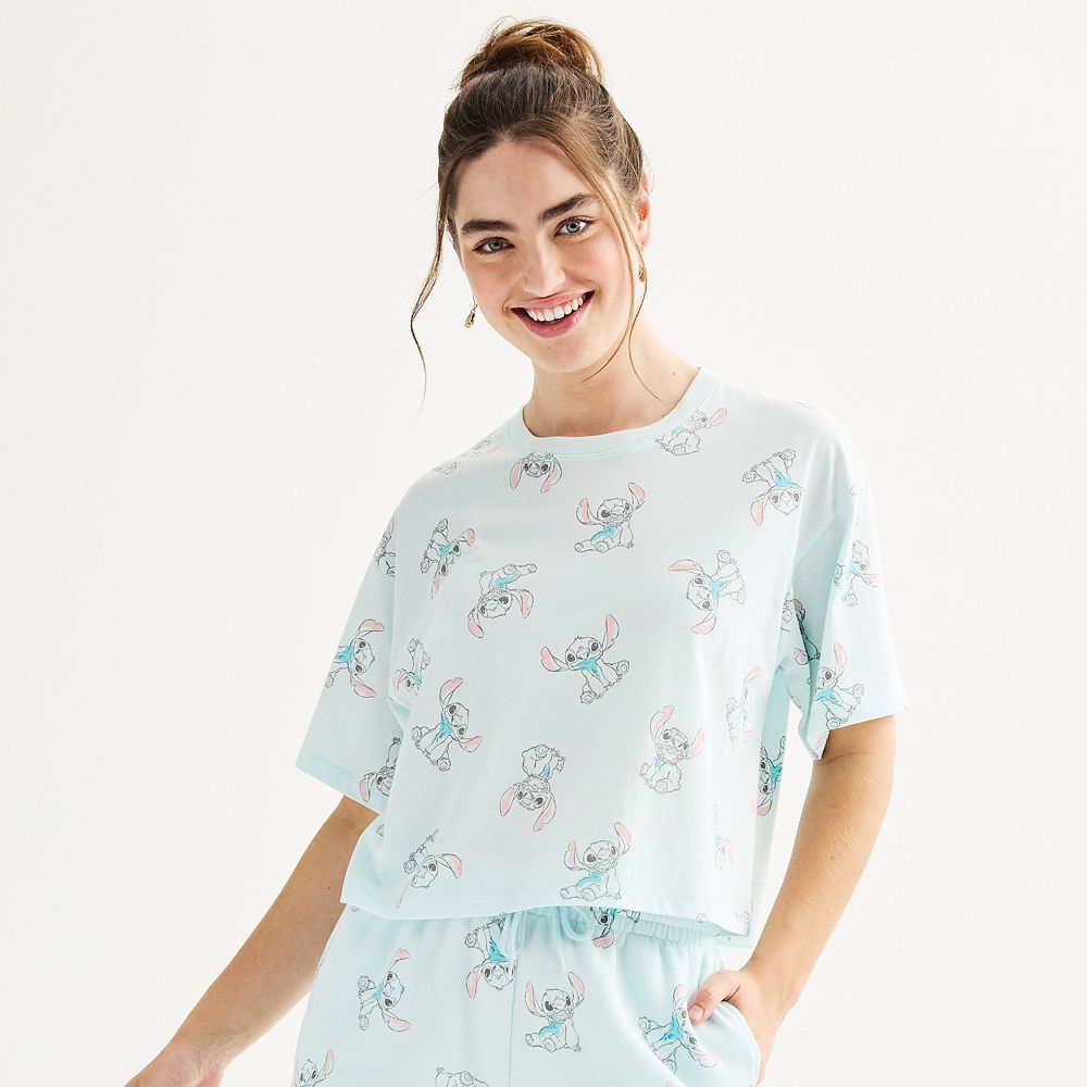 Disney's Lilo & Stitch Juniors' Allover Print Cropped Tee