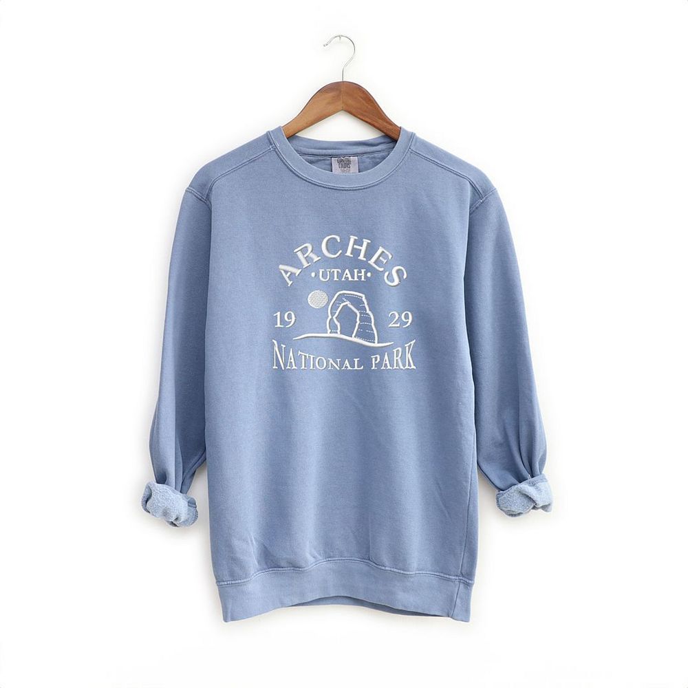 Embroidered Utah Arches Garment Dyed Sweatshirt