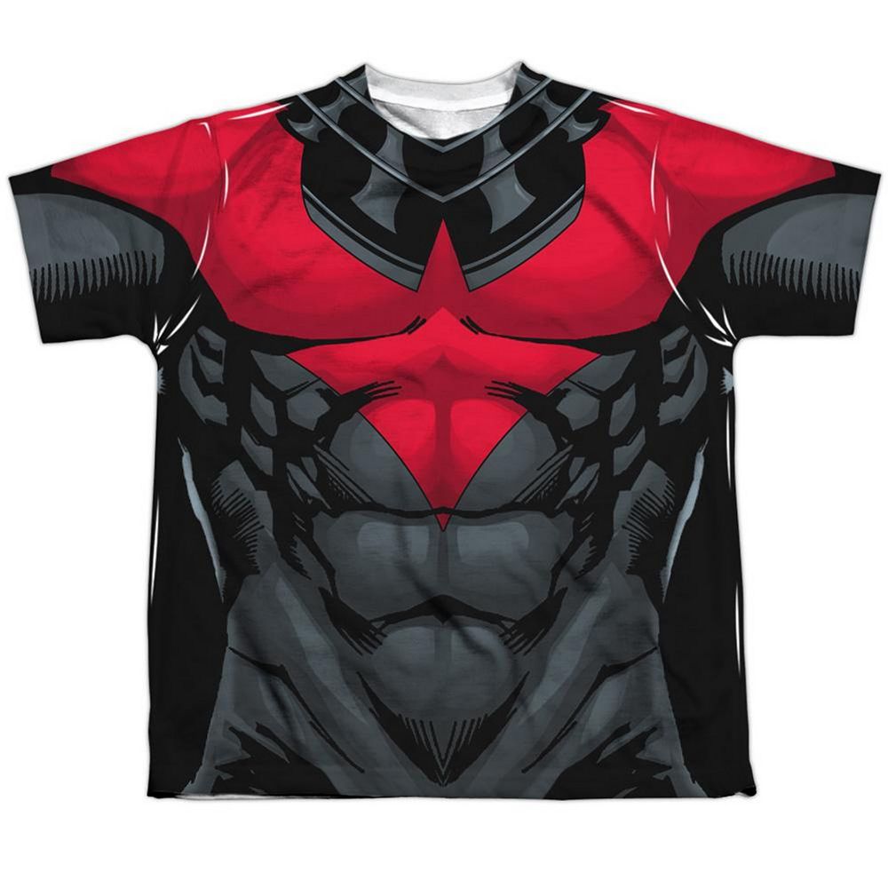 Batman Nightwing Red Uniform Short Sleeve Youth Poly Crew T-shirt