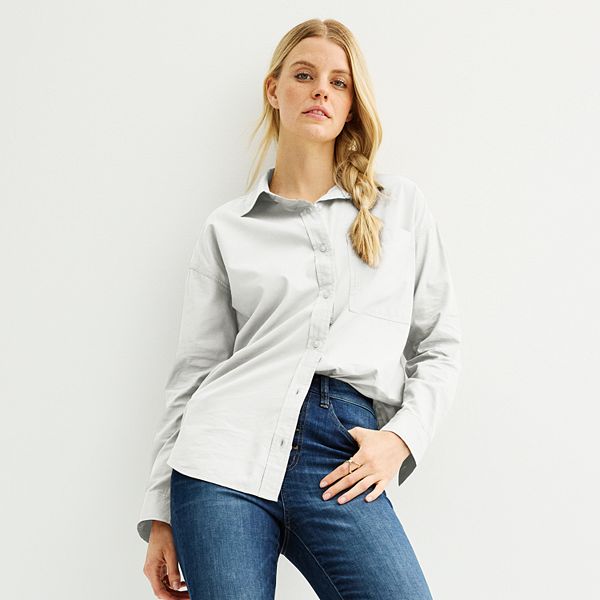 Juniors' SO® Long Sleeve Oversized Shirt
