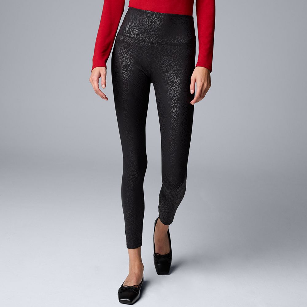 Women's Simply Vera Vera Wang High Rise Faux Leather Shaping Leggings