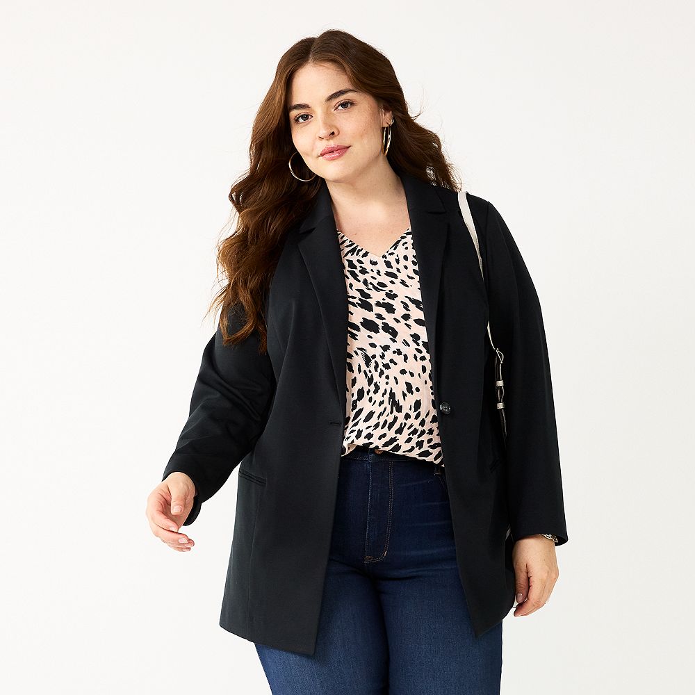 Plus Size Nine West Knit Closureless Blazer