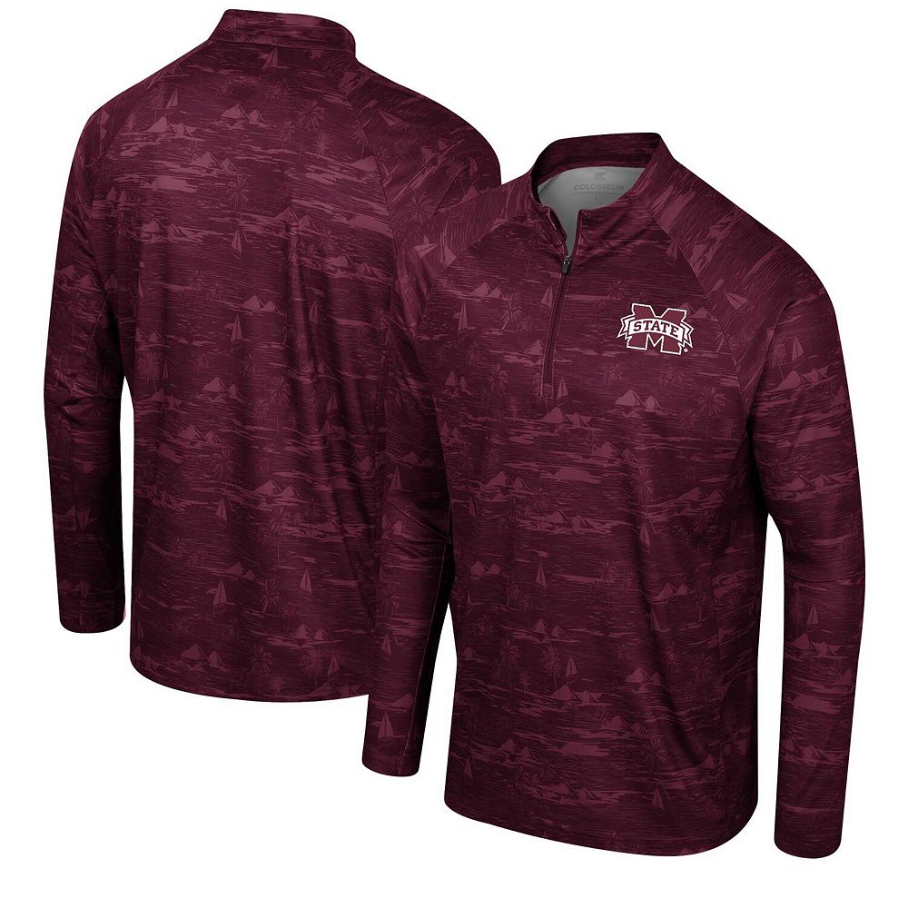 Men's Colosseum Maroon Mississippi State Bulldogs Carson Raglan Quarter ...