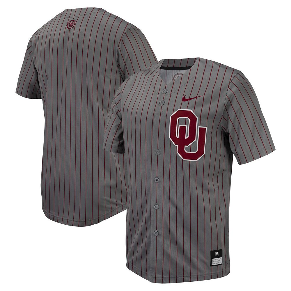 Men's Nike Steel Gray Oklahoma Sooners Pinstripe Replica Full-Button ...