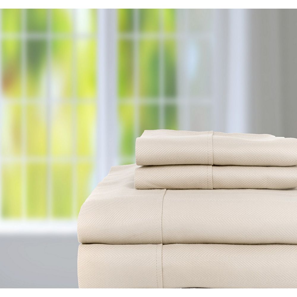 1000 Thread Count Herringbone Sateen Sheet Set - 4-Piece - Queen 60x80 ...