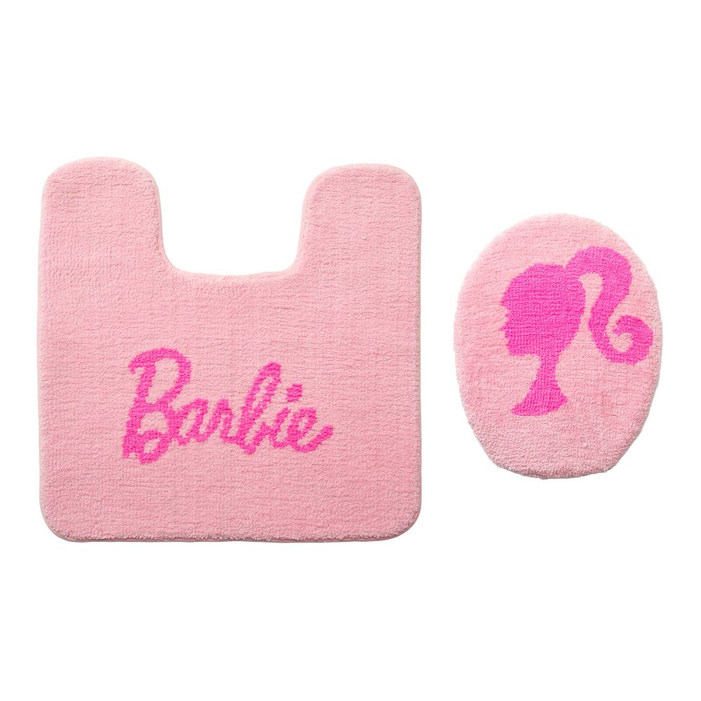Barbie® Script Contour Bath Rug & Silhouette Toilet Lid Cover Set