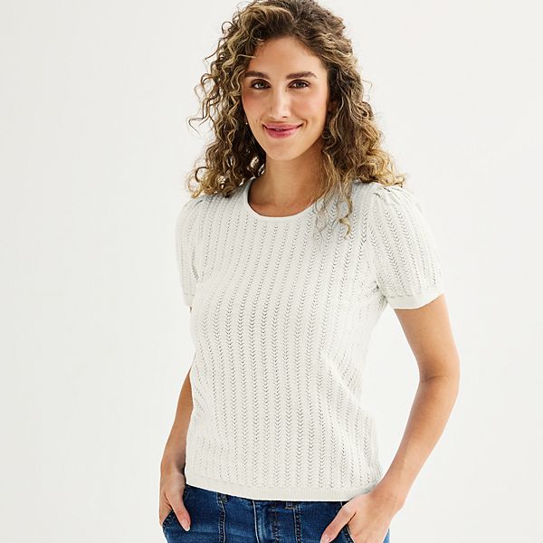 Women's Draper James Short Sleeve Pointelle Sweater