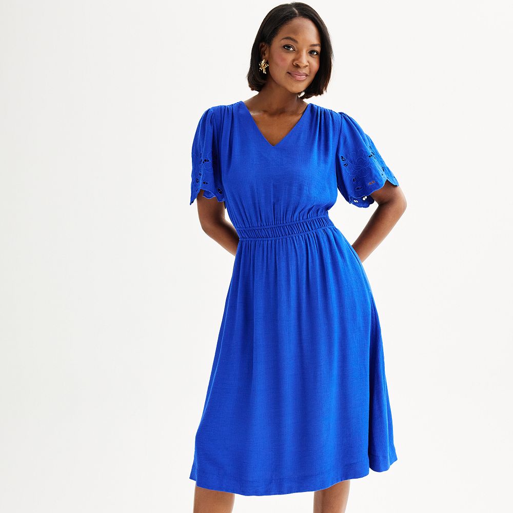 Women's Draper James Embroidered Flutter Sleeve Dress