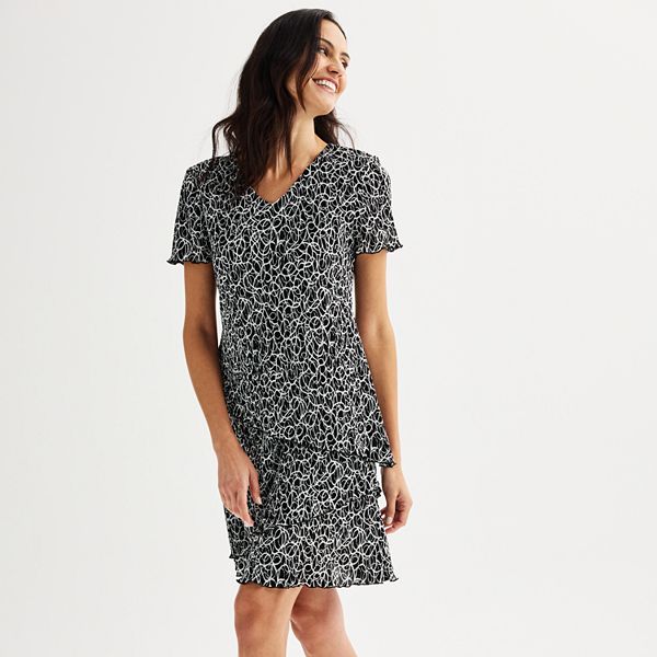 Women's Connected Apparel Pleated Tiered Dress