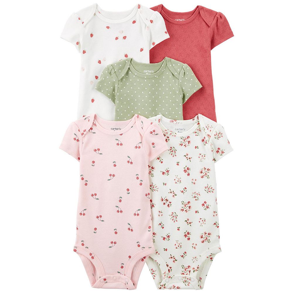 Baby Girl Carter's 5-Pack Cherries & Hearts Bodysuits