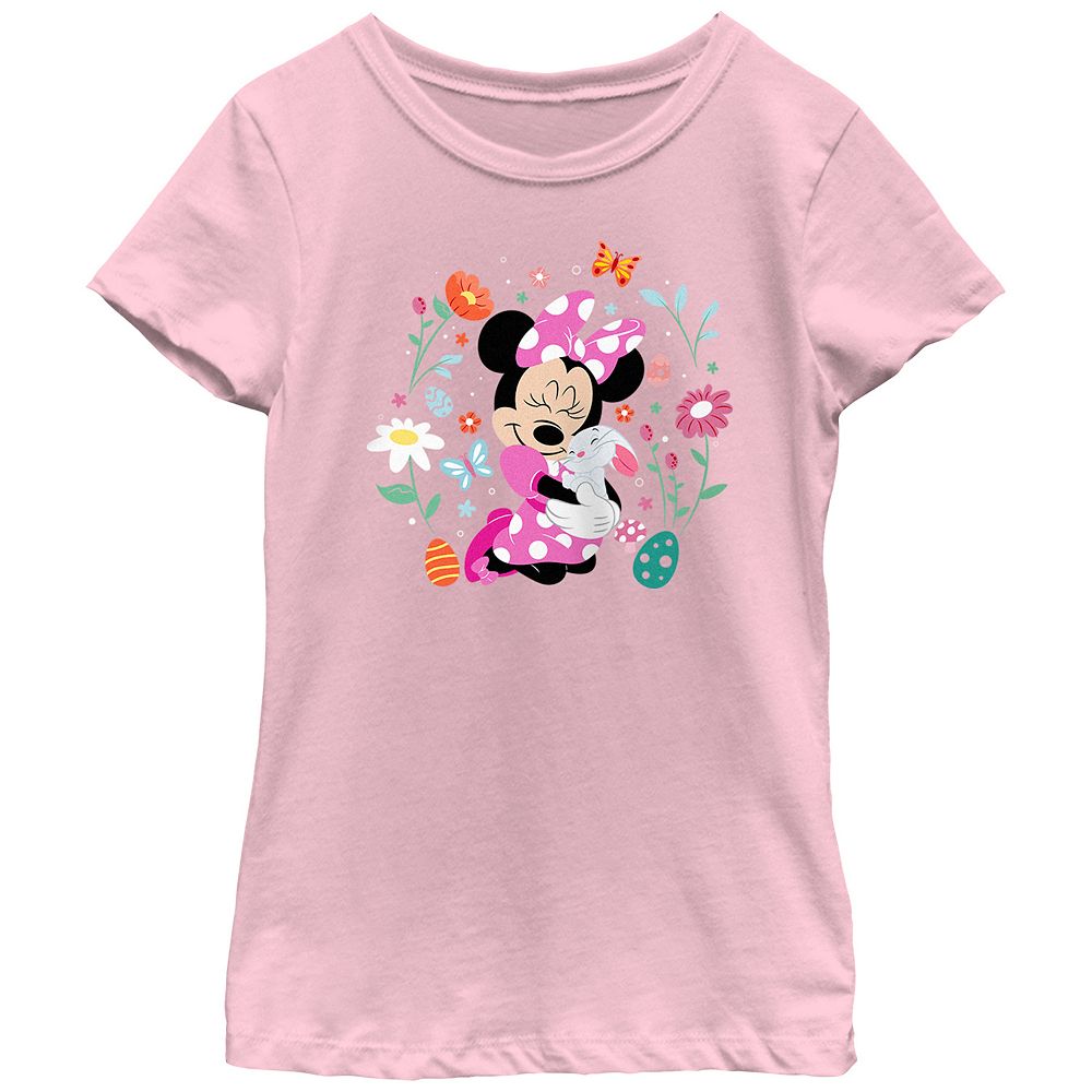 Disney's Minnie Mouse Hugging Bunny Girls Graphic Tee