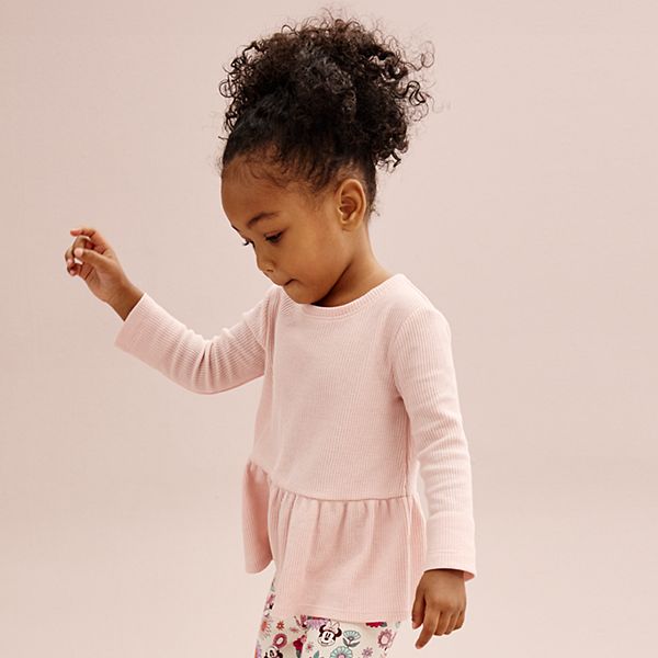 Toddler Girl Jumping Beans® Long Sleeve Thermal Peplum T-Shirt