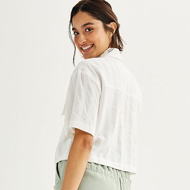 Juniors' Dizzy Lizzy Short Sleeve Button Front Camp Shirt