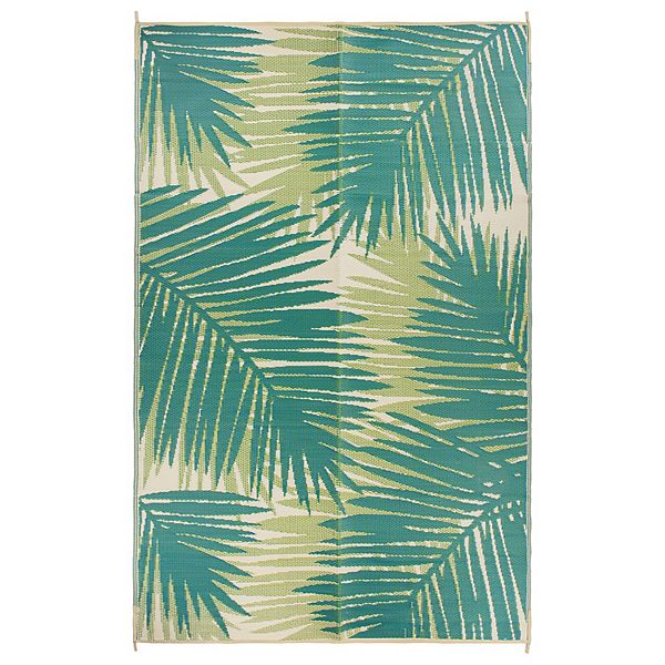World Rug Gallery Green Tropical Reversible Indoor / Outdoor Area Rug