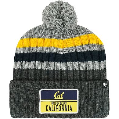 Men's '47 Charcoal Cal Bears StackÂ Striped Cuffed Knit Hat with Pom