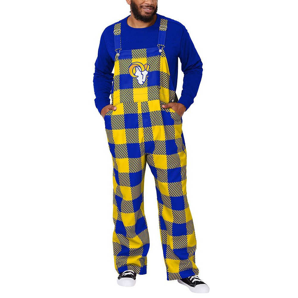 Men's FOCO Royal Los Angeles Rams Big Logo Plaid Overalls