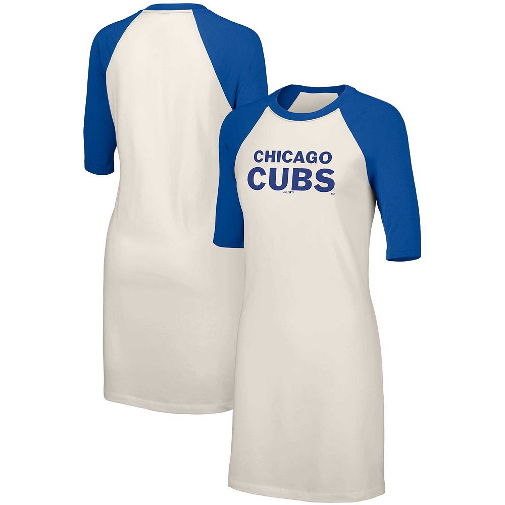 Women's Lusso White Chicago Cubs Nettie Raglan Half-Sleeve Tri-Blend T ...