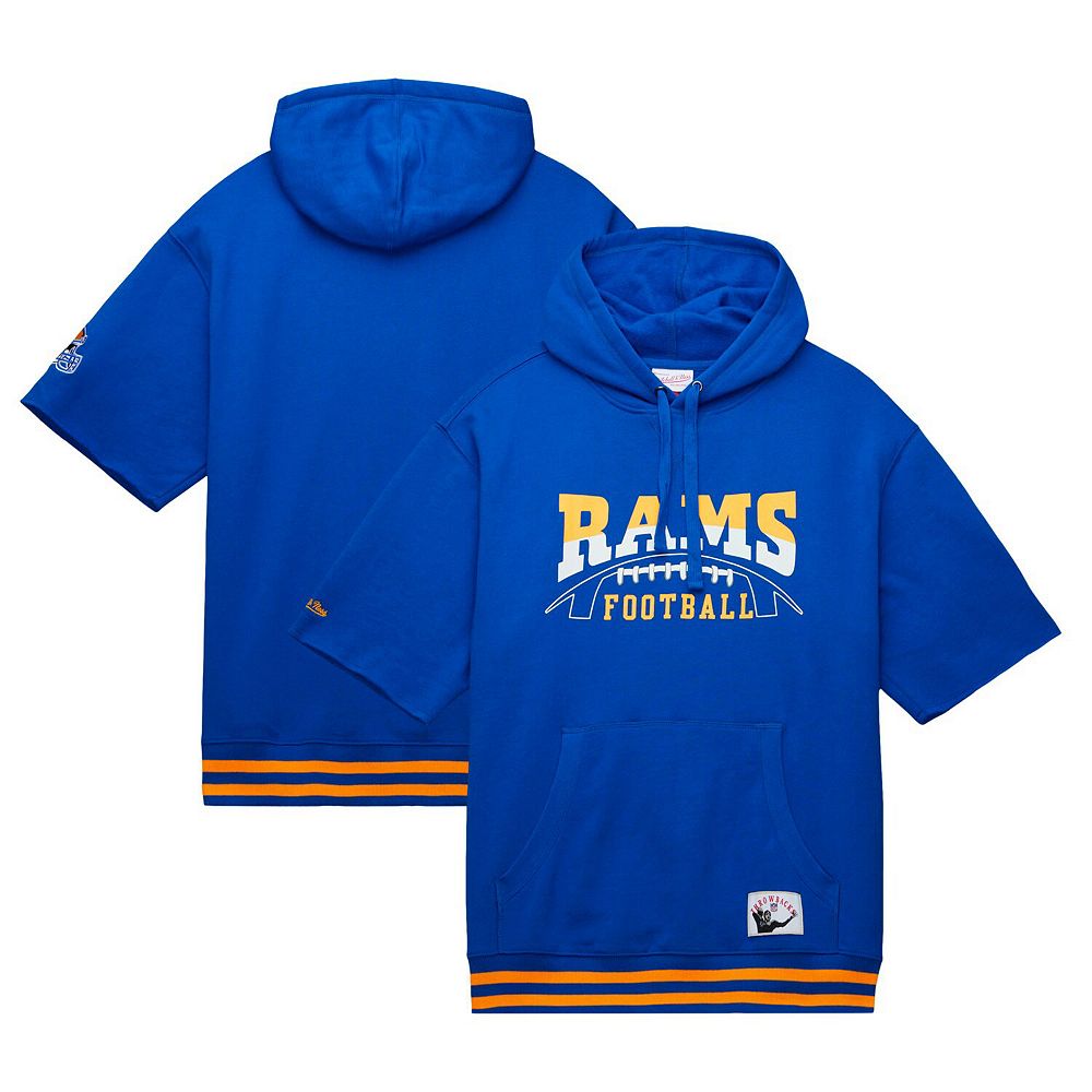 Men's Mitchell & Ness Royal Los Angeles Rams Pre-Game Short Sleeve ...