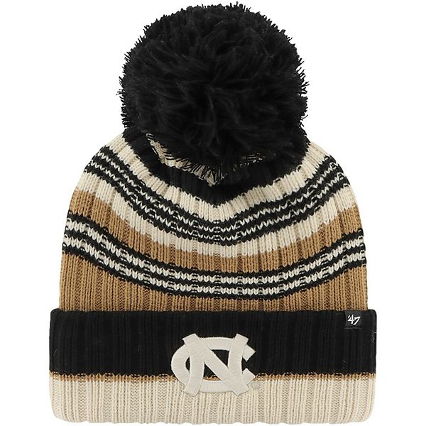 Women's '47 Khaki North Carolina Tar Heels Barista Cuffed Knit Hat with Pom