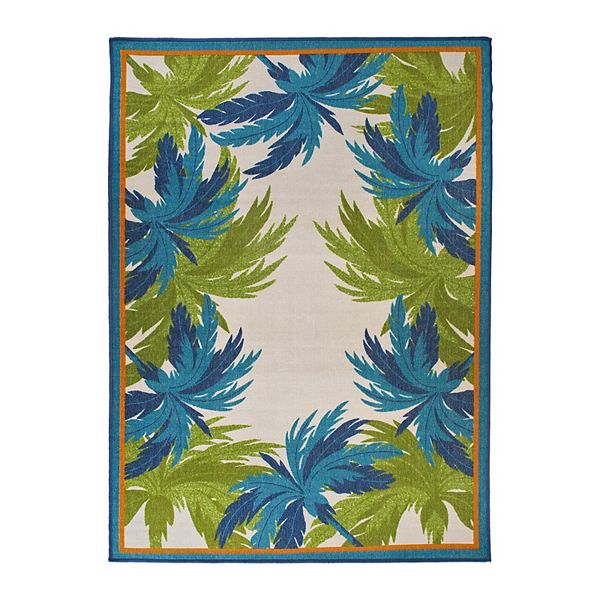World Rug Gallery Tropical Palm Tree Border Flatweave Indoor / Outdoor ...
