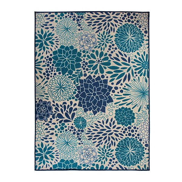 World Rug Gallery Modern Floral Circles Flatweave Indoor / Outdoor Area Rug