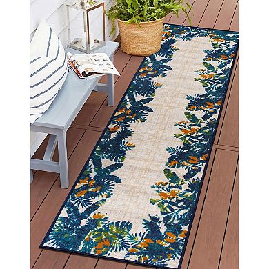 World Rug Gallery Contemporary Floral Border Indoor / Outdoor Area Rug