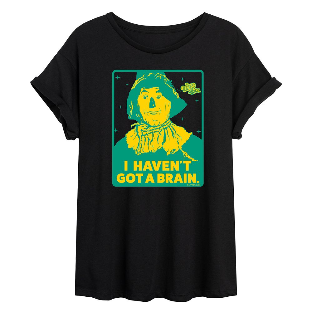 Juniors' Wizard Of Oz Scarecrow No Brain Oversized Tee