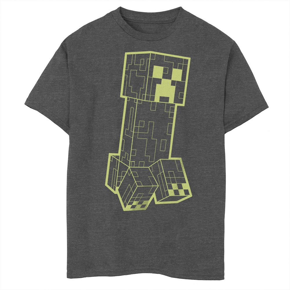 Boys Minecraft Creeper Grid Husky Graphic Tee