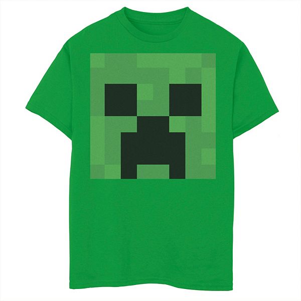 Boys Minecraft Creeper Big Head Portrait Graphic Tee
