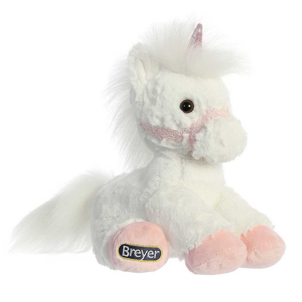 Aurora Medium White Breyer 11" White/pink Unicorn Exquisite Stuffed Animal